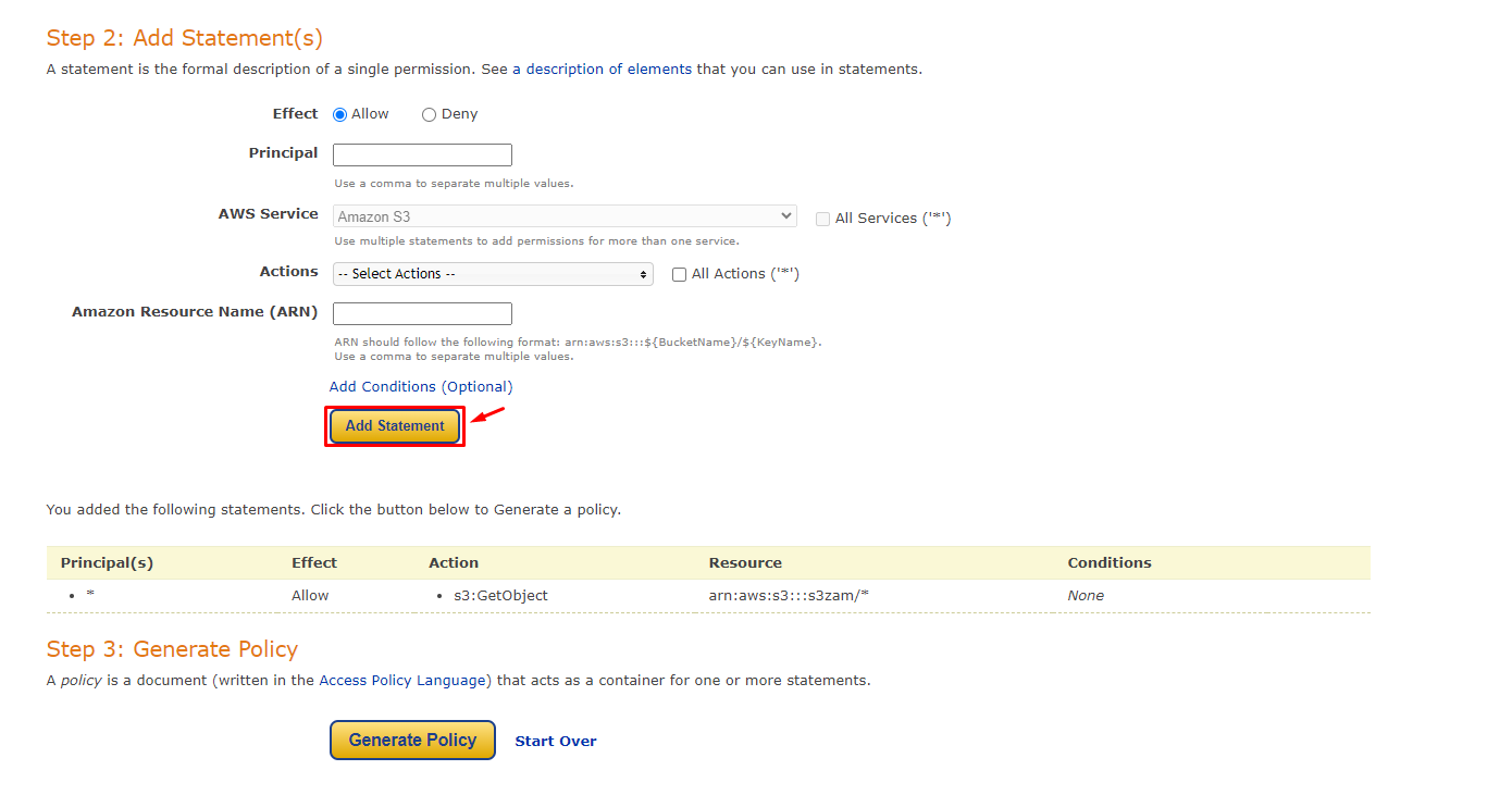 Tạo S3 bucket policy với công cụ AWS Policy Generator - Long Vân